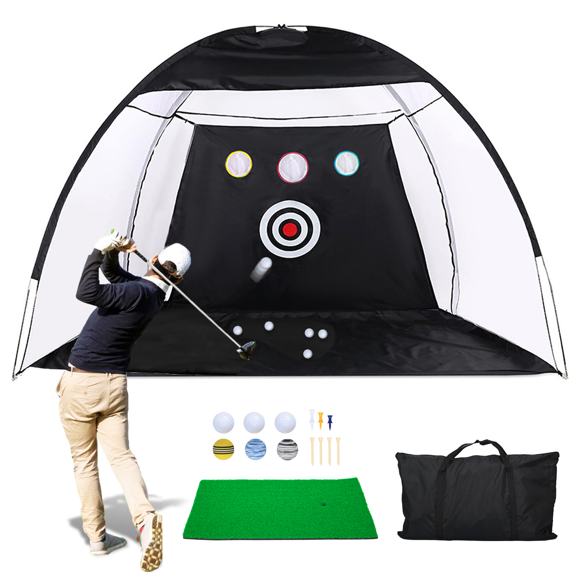 Amazon | ohbien ゴルフ練習ネット 3Mx2Mx1.8M 折りたたみ式 飛散